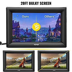 VEVOR Inflatable Movie Screen 24FT Inflatable Projector Screen for outside with 360W Air Blower Inflatable Screen Oxford Fabric Material Blow Up Screen for Outdoor Movie Supports Front/Rear Projection