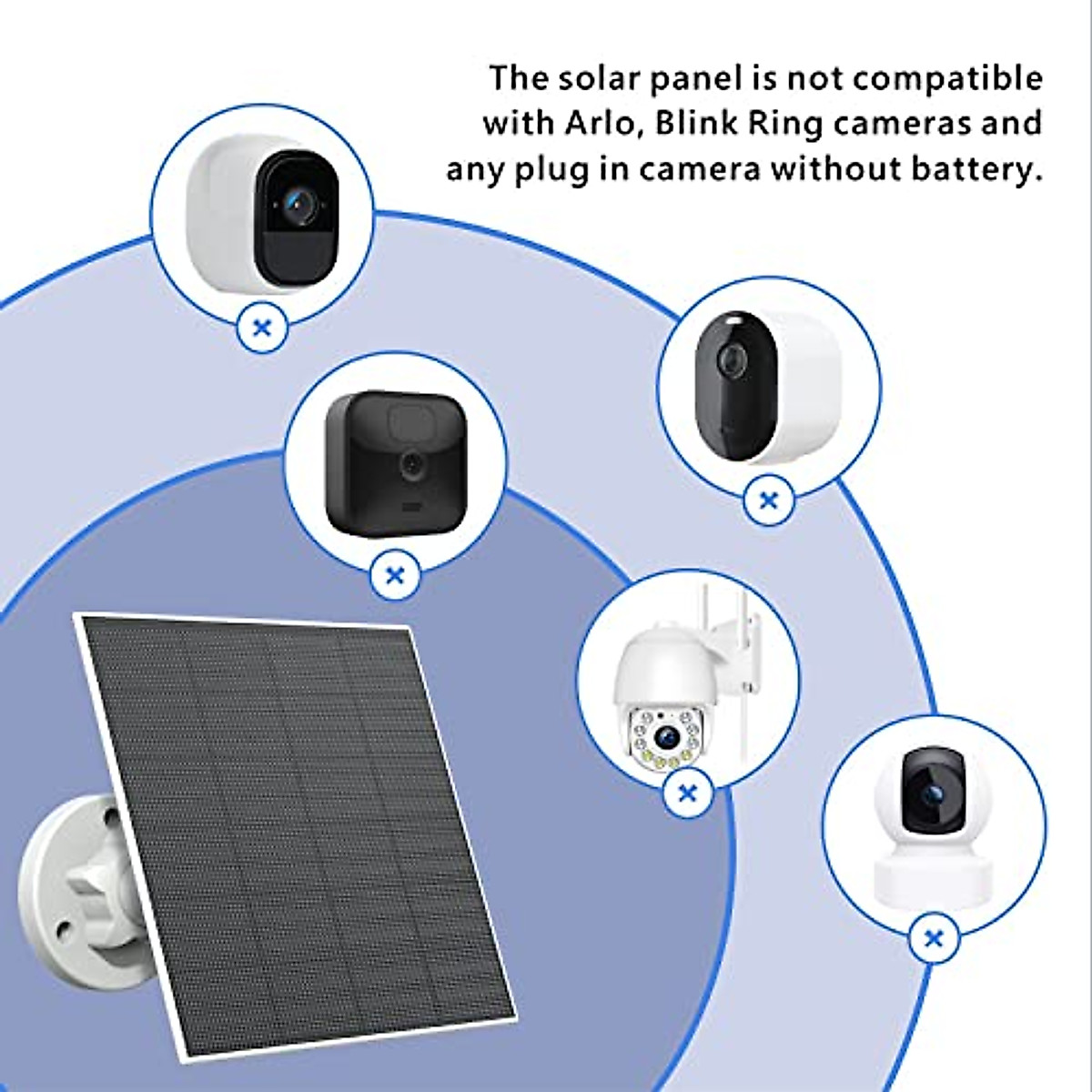 Solar Panel for Wireless Outdoor Security Camera, 5W Waterproof Solar Panels Compatible with Rechargeable Battery Security Camera, 9.8ft Charging Cable, Adjustable Wall Mount, Pack of 2