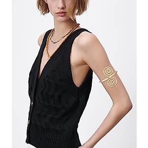 ORAZIO 6Pcs Arm Cuff Upper Arm Bracelet Band for Women Gold Plated Armlet Snake Armband Adjustable Greek Arm Cuff Bangle Adjustable