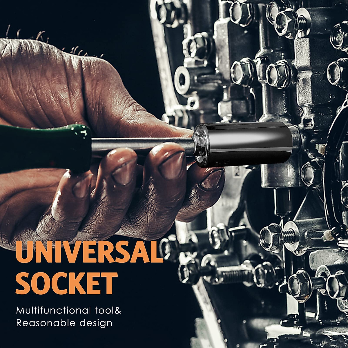 Universal Socket Tools Gifts for Men, Multi-Function Universal Socket Wrench Sets, Super Socket Set, Christmas Stocking Stuffers Gift for Men, DIY Handyman, Dad, Husband,Friends(7-19mm),Black