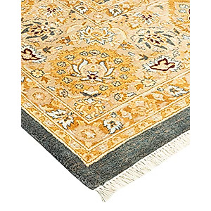 One of a Kind Hand Knotted Hand Made Wool Traditional Oriental Mogul Gray 8 X 10 Area Rug