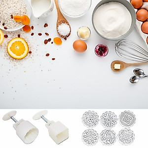 Accfore 2 Pack Mooncake Mold Press with 10 Stamps,Round Flower and Square Flower Decoration Tools for Moon Cake Baking DIY Cookie Stamps Pastry Biscuit Desser