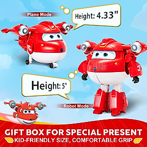 Super Wings 5" Transforming Supercharged Jett Airplane Toys, Action Figure, Airplane to Robot, Season 4 Transformer Toys, Gifts for 3+ Year Old Kids, Toys Plane Vehicle for Preschool Kids Play White