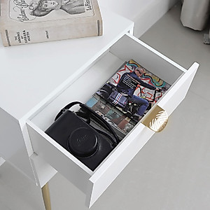 Cloud Space White Nightstand with Drawers, Mid Century Modern Bedside Table Set of 2, Wood Small Side End Table for Living Room, Patio,Dorm,Bedroom