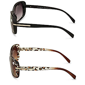 V.W.E. 2 Pairs Women Bifocal Reading Sunglasses Reader Glasses Cateye Vintage Outdoor (2 Pairs (Black/Leopard), 1.75)