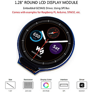 1.28inch Round LCD IPS Module 240x240 Resolution 65K RGB Colors SPI Interface for Arduino/Raspberry Pi/Jetson Nano/STM32