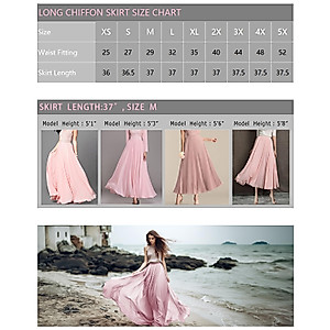 v28 Womens Maxi Midi White Flowy Long Black Summer Plus Size Sheer Chiffon Skirt (3XL,Coral)
