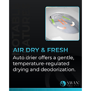 SWAN S-Pro Toilet - Smart Bidet One Piece Toilet for Bathrooms Warm Water Sprayer, Heated Seat, Automatic Flushing, LED lights, Auto Open & Close, Air Dryer| Luxury Smart Toilet | App Enabled |