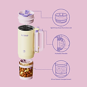 NAYAD22 oz Kids Tumbler with Handle and Straw & 10oz Snack Container - Insulated Kids Water Bottle with Foldable Handle, Dual Lids(Leakproof Flip +Silicone Straw Lid) for Travel, Gym& Daily Use