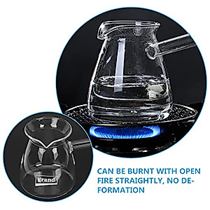 450ML Borosilicate Glass Turkish Coffee Pot Stovetop Tea Maker with Handle Heat Resistant Milk Warmer Hot Chocolate or Butter Melting Pot for Home
