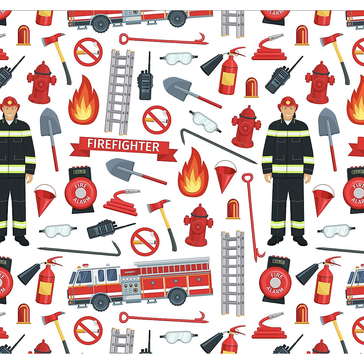 Firefighter Wrapping Paper Party Gift Wrap - Folded Flat 30 x 20 Inch - 3 Sheets