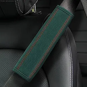 BELOMI 2PCS Car Seat Belt Cover, PU Leather Seatbelt Strap Covers, Breathable Soft Shoulder Pad Protector, Comfortable Protect Your Neck, Vehicle Accessories Universal for All Cars (Green/Red)