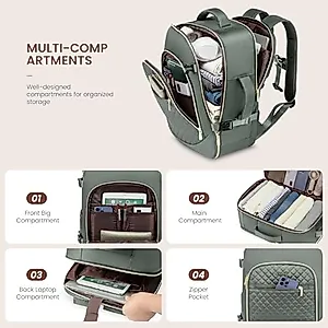 LOVEVOOK Travel Backpack for Women, Carry on Backpack Personal Item Travel Bag, 40L Travel Backpack Carry on Flight Approved, 17 Inch Waterproof Laptop Daypack for Weekender Gym Hiking