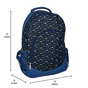Reinforced and Water Resistant Padded Laptop School Backpack (Shark Ocean Blue)