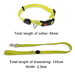 Led Light Up Dog Collar and Leash for Night Time Walking Glow in The Dark Dog Leashes and Collars Set Waterproof Rechargeable