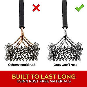 Grill Brush Bristle Free for Safe Cleaning | Grill Cleaner Brush for Gas/Porcelain/Charbroil Grates | Rust-Free Stainless Steel BBQ Brush for Grill Cleaning 17" | BBQ Grill Accessories Gifts for Men