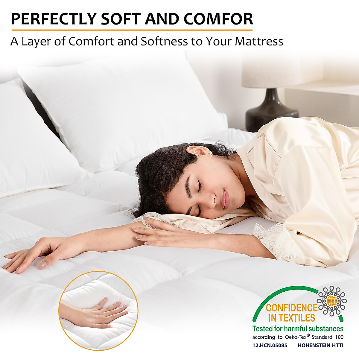 King Size Mattress Topper, Extra Thick Pillowtop, Cooling Plush Mattress Pad Cover for Back Pain Relief, Soft Down Alternative Fill Mattress Protector(76x80 Inches)