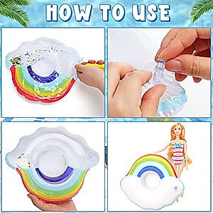 Pool Floaties for Girl Dolls, Fun Swimming Pool Party Ring Inflatable Drink Holder for11.5 inch Dolls Pool Toys