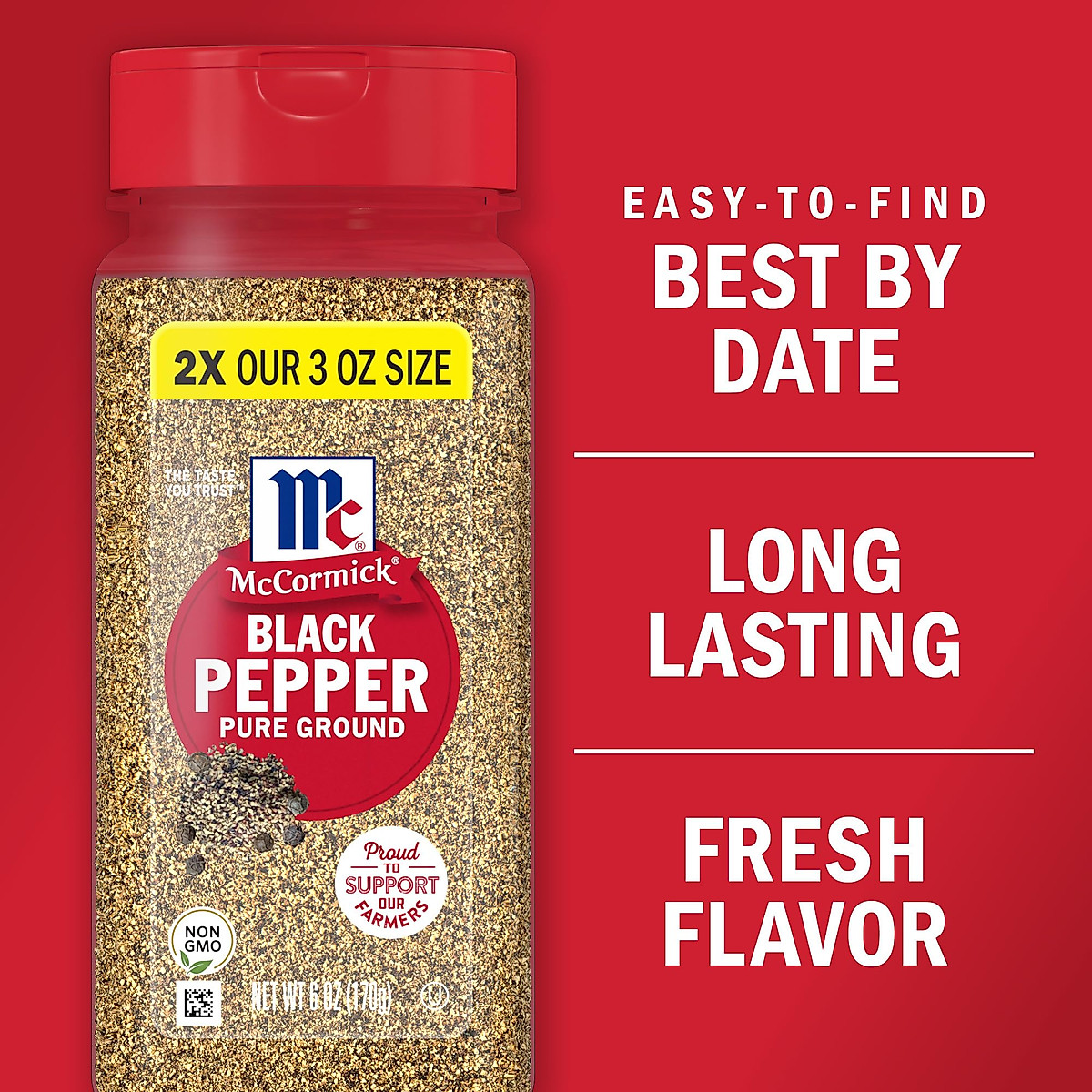 McCormick Pure Ground Black Pepper, 6 oz