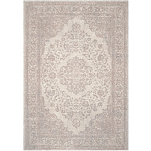 SAFAVIEH Classic Vintage Collection Area Rug - 8' x 11', Beige, Oriental Medallion Cotton Design, Easy Care, Ideal for High Traffic Areas in Living Room, Bedroom (CLV121A)