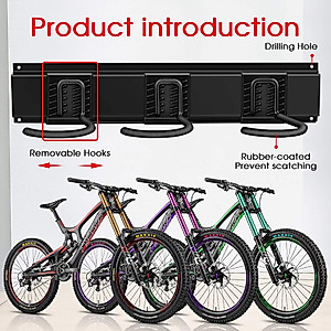 WALMANN Bike Storage Rack, 6 Bike Hooks for Garage & Home Space Saving Wall Mount Vertical Bike Hangers Holds Up to 300LBS