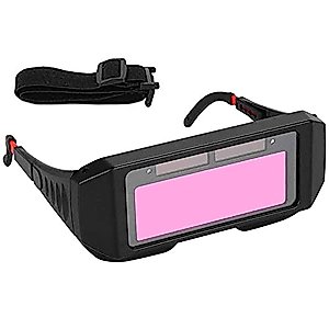 Welder Glasses, Solar Auto Darkening Welding Goggles Safety Protective Welder Mask Helmet with Adjustable Shade Eye Protection PC Anti-glare Glasses for Welder or DIYer Black