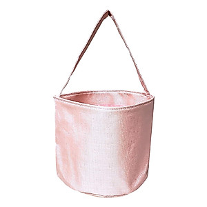 Girls Shimmer Fabric Easter Egg Basket Bucket Tote Bag Gift for Kids Pink Purple - Can be Personalized (Pink - Personalized Name)