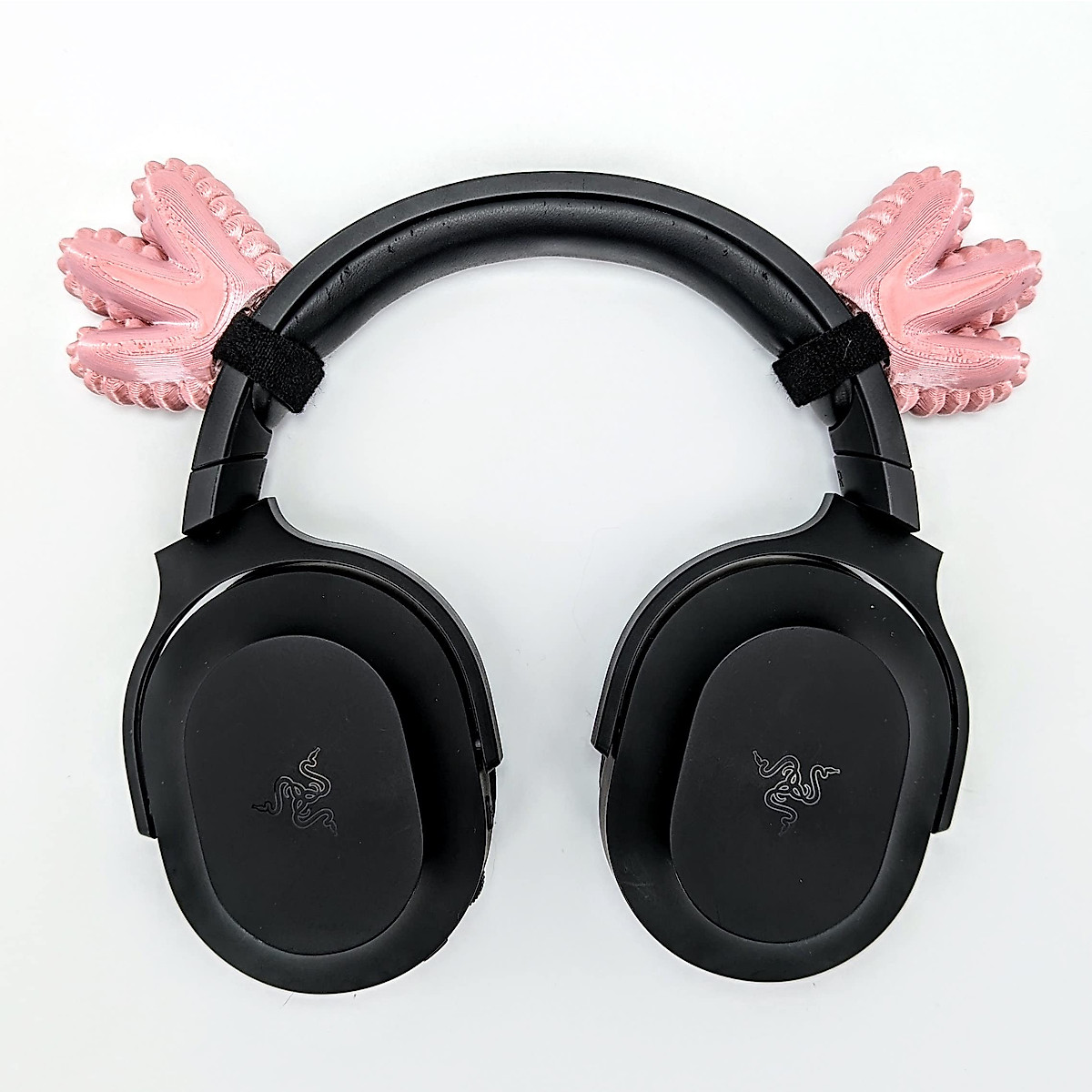 BeamTeam3D Axolotl Ears for Headphones - Small Gills Headphone Attachment in Various Colors with Self Fastener - Cosplay Ears for Gamers and Streamers (Set of 2) (Solid Rose Gold)