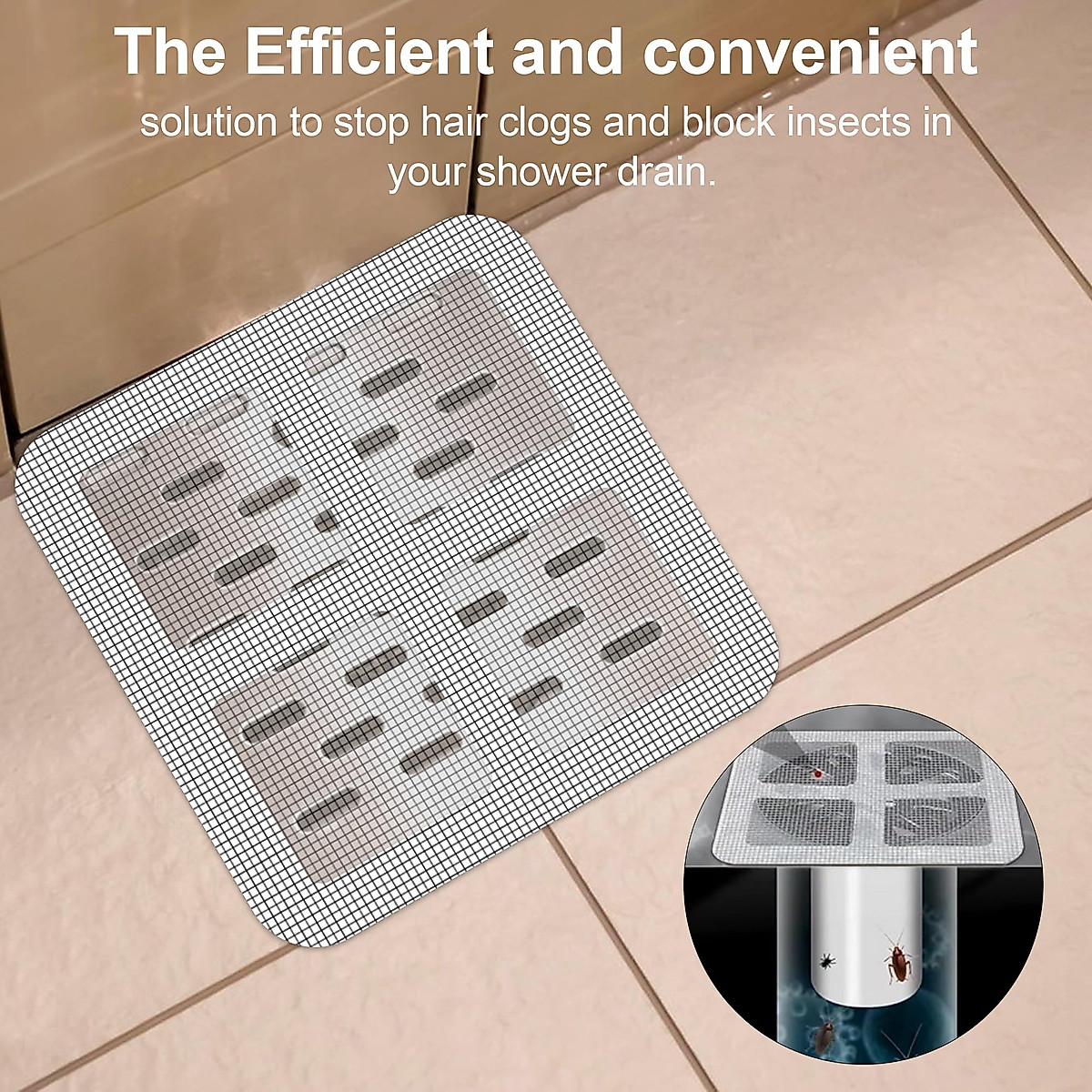 IURRDOP Disposable Shower Drain Cover Hair Catcher Mesh Stickers,30Pcs 4-Inch Disposable Floor Drain Stickers,Universal Sink Drain Cover for Human and Pet Hair - Ideal for Bathroom,Kitchen and Bathtub