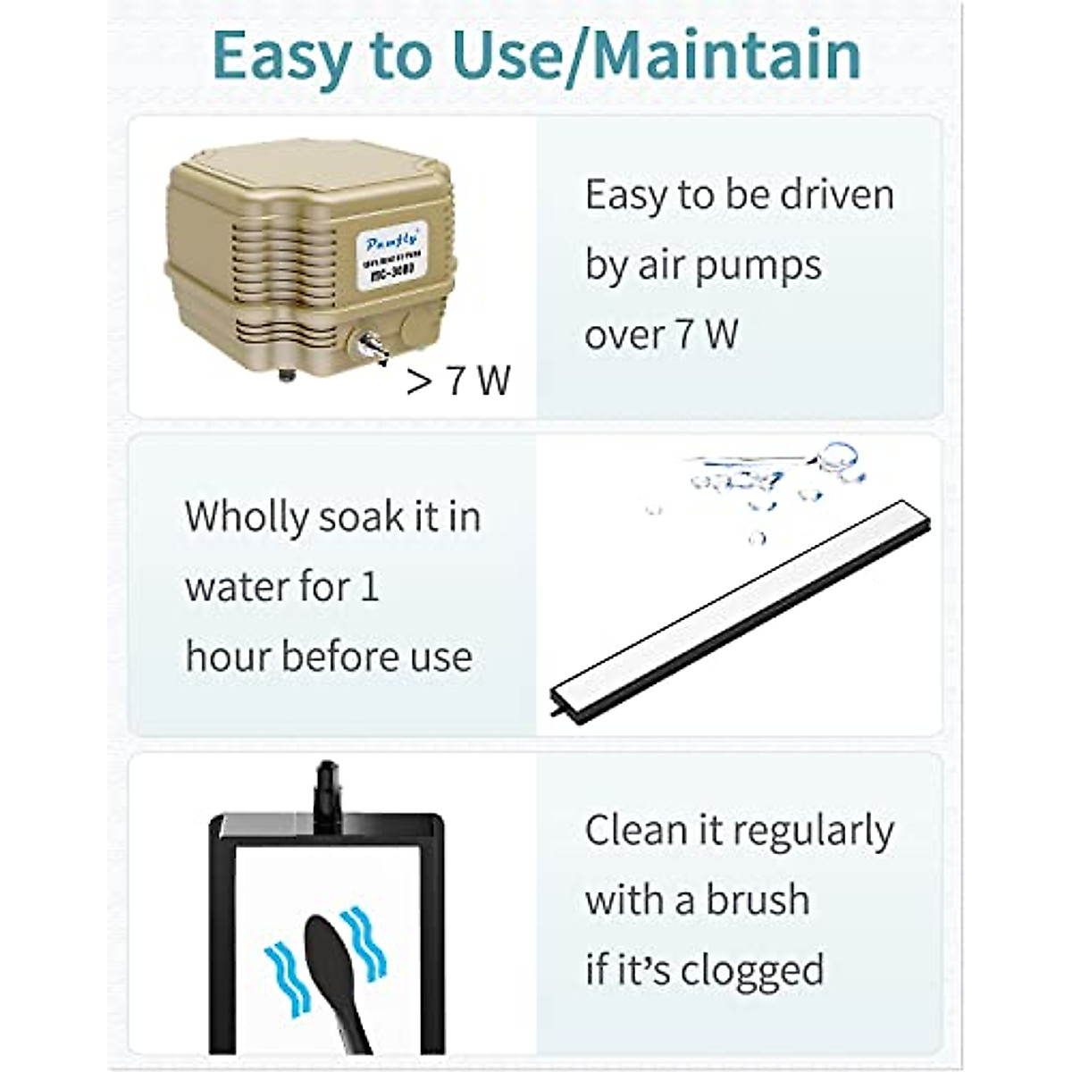 Pawfly Aquarium 12 Inch Air Stone Bar Bubble Diffuser Release Tool with Suction Cup Clip Accessory for Air Pumps DWC Systems Fish Tanks and Small Garden Ponds