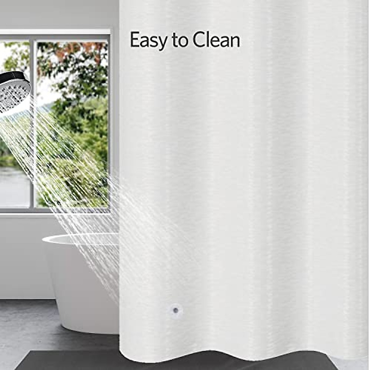 YINENN Frosted Shower Curtain Set with 12 Plastic Shower Hooks, Heavy Duty PEVA Waterproof 72Wx 72H Shower Curtain Liner for Bathroom, No Chemical Smell with Magnets and Rust Proof Metal Grommets