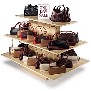 Displays2go Retail Table Display | Tiered Maple Design (3TRT6042HM)