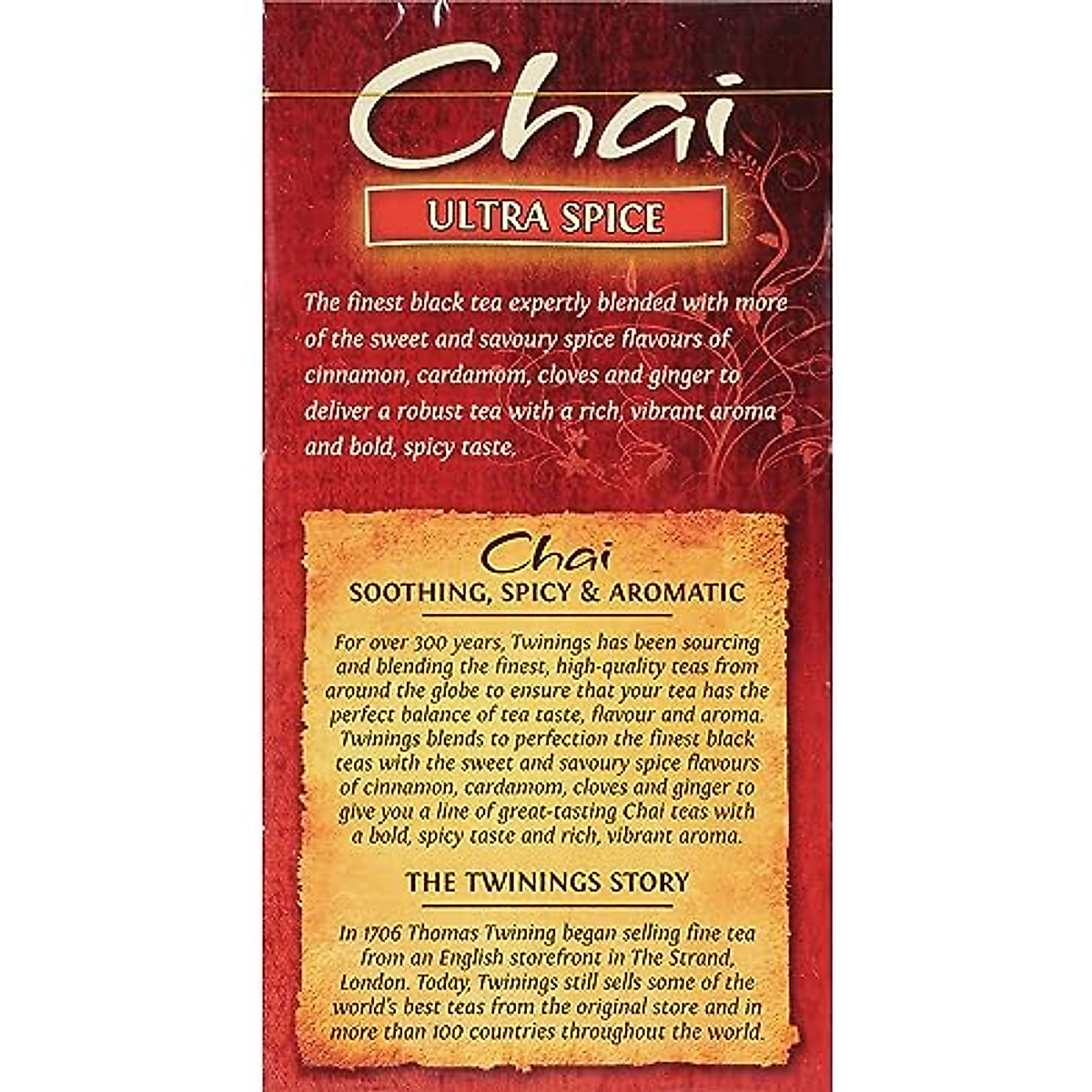 Twinings Ultra Spice Chai Tea Bags - Individually Wrapped, Black Tea with Cinnamon, Ginger, Cardamon & Clove, 20 Count (Pack of 3)