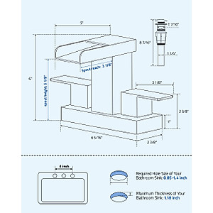 PerPaiMe Waterfall Bathroom Sink Faucet - 4 Inch Centerset Bathroom Faucet Two Handles, Matte Black Bathroom Sink Faucets for 2 or 3 Hole, Stainless Steel Vanity Faucet with Pop-Up Drain & Supply Line
