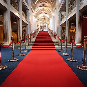 BannerBuzz Red Carpet Runner, Premium 1400 GSM Anti-Slip Aisle Runway Rug, Party Movie Theme Prom Ceremony Wedding Decorations Outdoor Indoor Events (3' W X 12' H, Red)