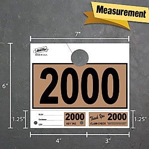 3000 Automotive 3 Part Service Dispatch Numbers Mirror Hang Tags Numbered 000, 1000, 2000 RL78 Style Color Coded Tan Service Dispatch Numbers with 1.25” Slotted Hang Tag Cutout