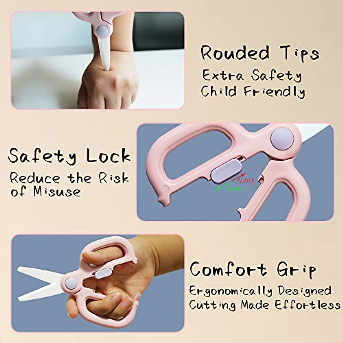 Artenny Baby Food Scissors Kids with Case Travel, Ceramic Kitchen Scissors for Food with Safety Lock, Baby Food Cutter, BPA Free (A)