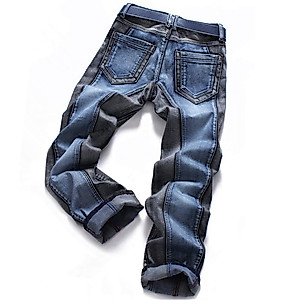 AITITIA Men's Ripped Regular Fit Jeans (30, Blue Gray)