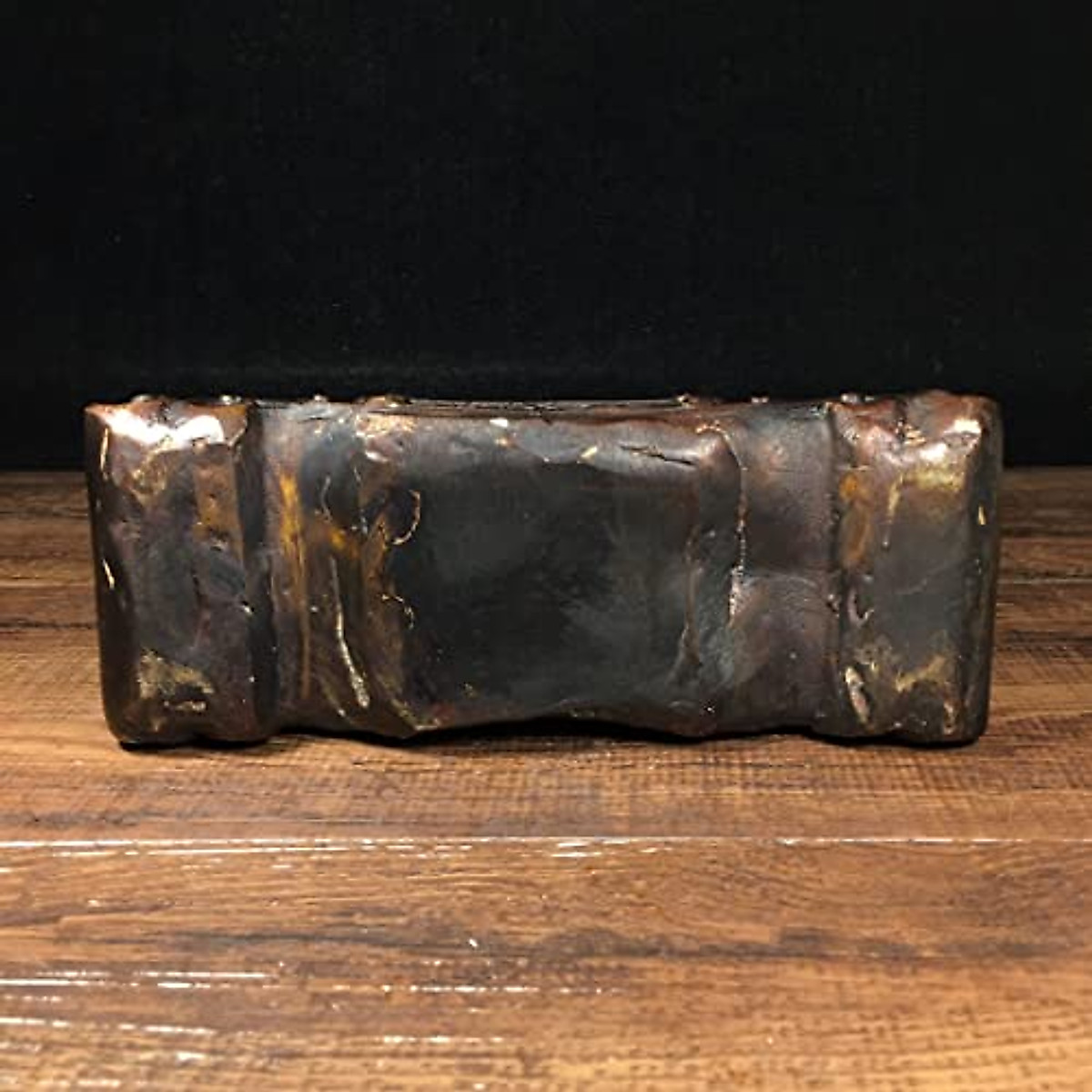 11" Tibetan Temple Collection Old Bronze Cinnabar mud Gold Home and Everything Gather Fortune Screen Ornament Exorcism Town House