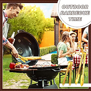 12 Pieces Tongs for Serving Utensils Mini Serving Tong Stainless Steel Appetizer Tongs Ice Sugar Tong Food Tong Cooking Tong for Salad Kitchen Buffet Party, 5 Inch, 9 Inch (Gold)