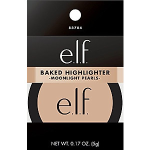 e.l.f, Baked Highlighter, Sheer, Shimmering, Hydrating, Blendable, Glides On, Creates a Radiant Glow, Nourishes, Moonlight Pearls, Infused with Vitamin E, Jojoba and Grape Oils, 0.16 Oz
