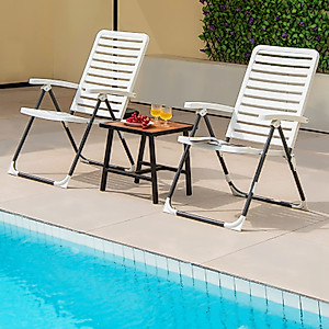 Giantex Set of 2 Patio Folding Chair, Adjustable Reclining Folding Chair w/ 7-Level Backrest, All-Weather PP Material, Portable Outdoor High Back Chair for Deck, Backyard, Camping