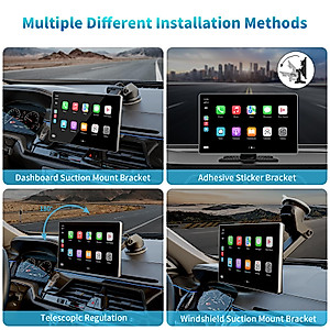 Portable Apple Carplay Screen for Car, 9" Wireless Apple Carplay & Android Auto,4K Dash Cam,1080p Backup Camera DVR,Car Audio Receivers GPS Navigation Mirror Link, Bluetooth,FM, Siri
