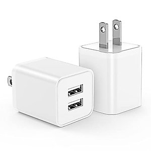 USB Charger 5v 2.4a,Cabepow [2Pack] Dual Port 12W USB Wall Plug,Charger Block Adapter Cube Replacement for iPhone Xs/XS Max/XR/X/8/7/6/Plus iPad Pro/Air/Mini, Galaxy9/8/7(ETL Certified)