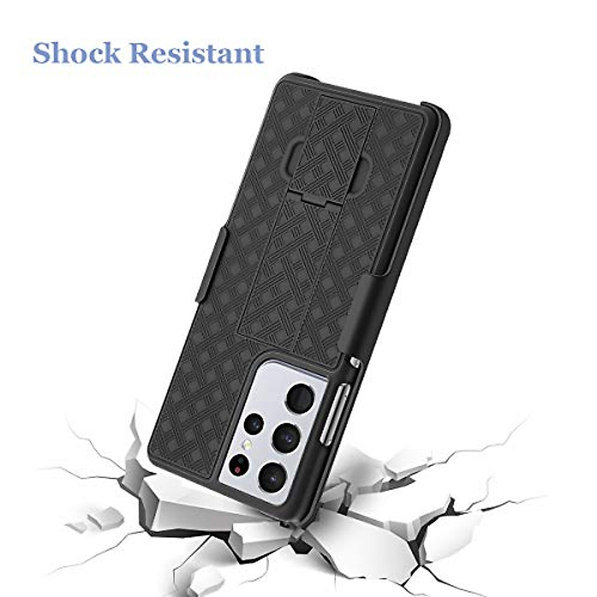 Fingic Galaxy S21 Ultra Case, Samsung Galaxy S21 Ultra Belt Clip Holster Case Slim Combo Shell with Kickstand Swivel Belt Clip Holster Rugged Protective Cover for Samsung Galaxy S21 Ultra 6.8"- Black