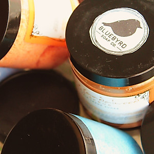 BLUEBYRD Soap Co. Lavender Lemongrass Sugar Scrub, 10oz. | Natural Sugar Face Scrub & Body Scrub | Exfoliate for Self-Tanners & Shaving | For Hydrated Youthful Looking Skin (Lavender)