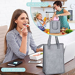 Nuogo 15 Pieces Insulated Lunch Bags Grey Cooler Lunch Tote Bag Bulk with Zipper Thermal Leakproof Lunch Bags for Women Men Work Office Kids School Travel Picnic
