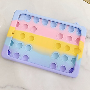 iZi Way Pop It iPad Case Mini 2 / Mini 3 / Mini 1 Kids Girl, Fidget Toys Poppet Push Bubble Cute Silicone Tablet Case, Stand, Strap for iPad Mini 1st / 2nd /3rd Gen (7.9", 2012/2013/2014) - Rainbow