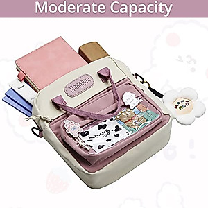 AoMoon Kawaii Backpack Japanese Cute School Bag Ita Bag JK Uniform Bag Aesthetic Backpack with Pin and Cute Accessories for Girls (S-Pink)
