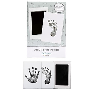 Little Pear Clean-Touch Babyprint Ink Pad, No Touch Ink Pad for Baby, Handprint or Footprint Keepsake, Black Ink